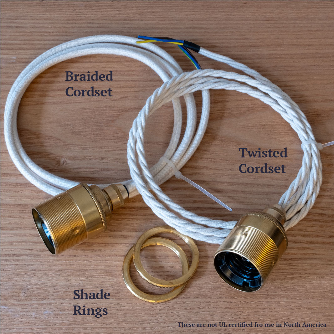 Brass E27 Cordset, Braided Cable | Sansho
